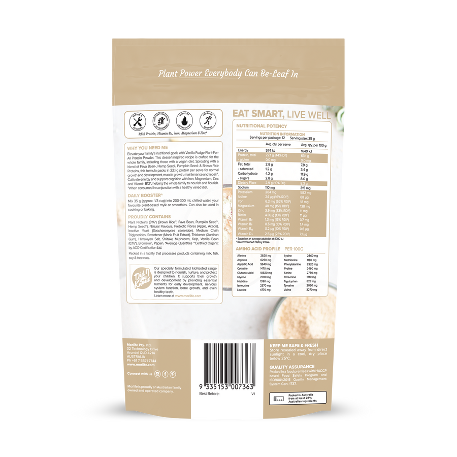 Vanilla Fudge Protein Powder - Shop PlantForAll | Morlife