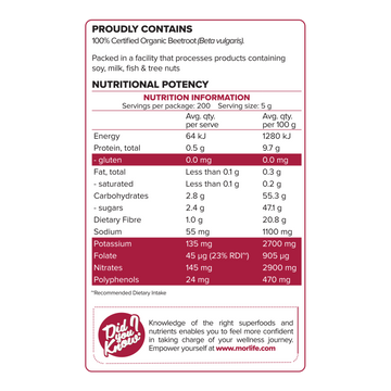 Morlife Beetroot Powder Certified Organic