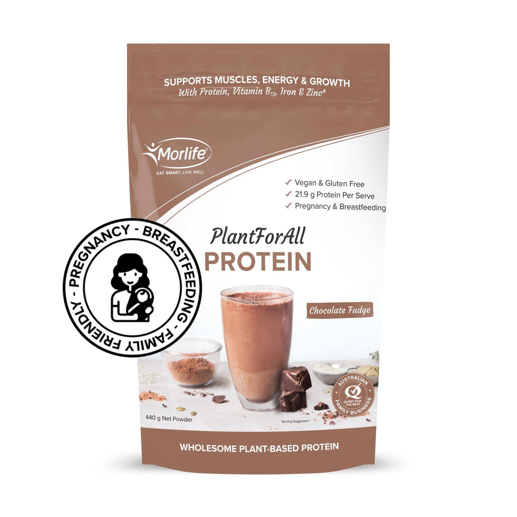 Buy PlantForAll Chocolate Fudge Protein 440g | Morlife